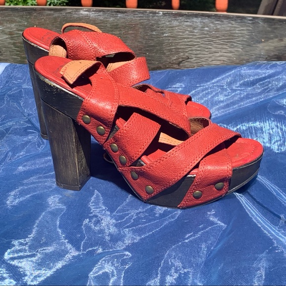 Lucky Brand | Shoes | Lucky Brand Block Heels Red | Poshmark
